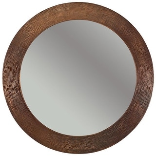 34-inch Round Hammered Antique Copper Mirror (OS-MRAC34) - Antique Brown - Bed Bath & Beyond ...